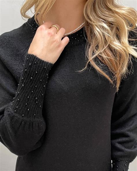 ONLY Onlalexis Black L S Bead Dress