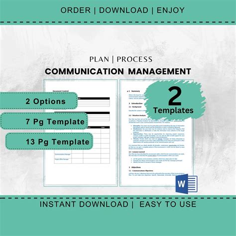 Communication Management Templates Communication Plan Template Ms Word Template Instant