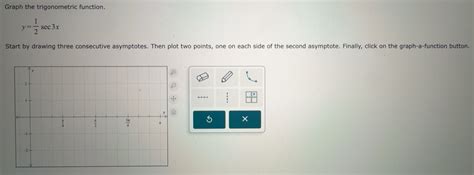 Graph The Trigonometric Function Y 1 2 Sec 3x Start By Drawing Three Consecutive Asympto [math]