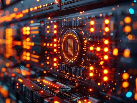Abstract Circuitry With Glowing Orange Lights Premium Ai Generated Image