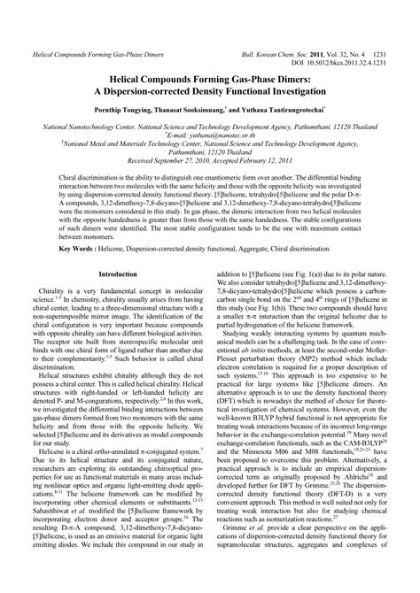 Pdf Helical Compounds Forming Gas Phase Dimers A Dispersion Corrected Density Functional