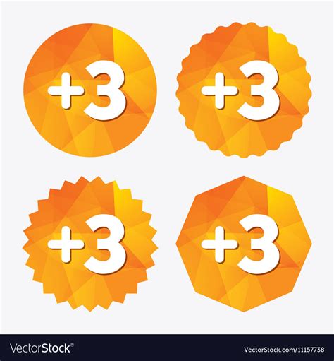 Plus Three Sign Add Three Symbol Royalty Free Vector Image