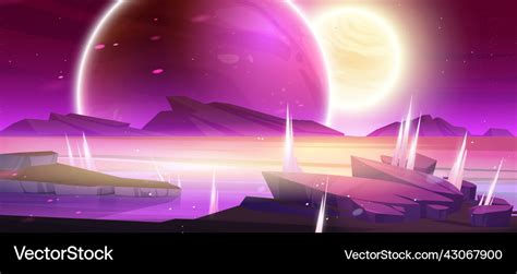 Alien Planet Landscape Space Background With Rocks