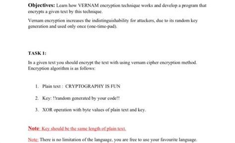 Solved Objectives Learn How Vernam Encryption Technique