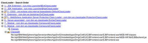 selecting classes will display the classes being loaded