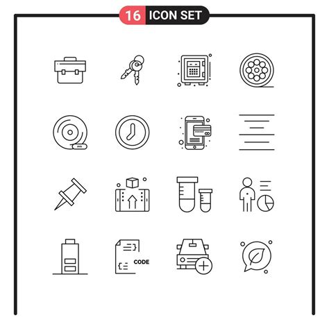 16 Universal Outlines Set For Web And Mobile Applications Compact Disc Web Deposit Movie Design