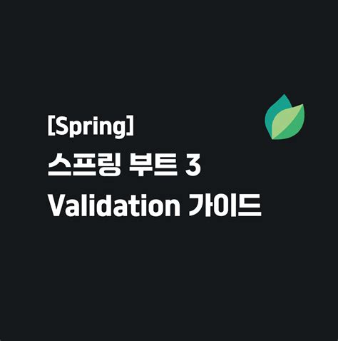 Spring 스프링 부트 값 검증validation 가이드