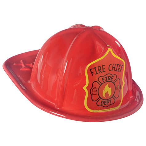 First Responders Fire Chief Fireman Plastic Hat Red One Size
