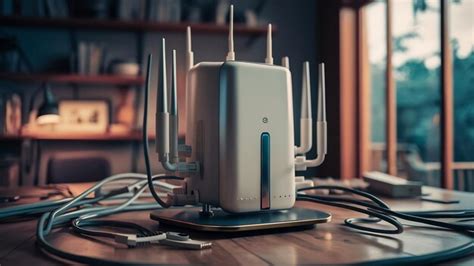 Premium Photo Wireless Modem Router Network Hub On Wooden Table