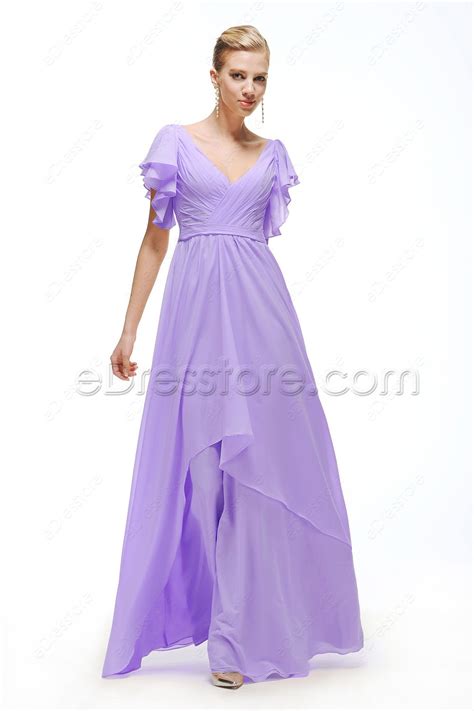 Lavender Plus Size Formal Dresses With Sleeves Edresstore