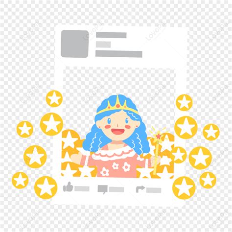 창의적인 소셜 미디어 일러스트 만화 소녀별 장식여자 Png 일러스트 무료 다운로드 Lovepik