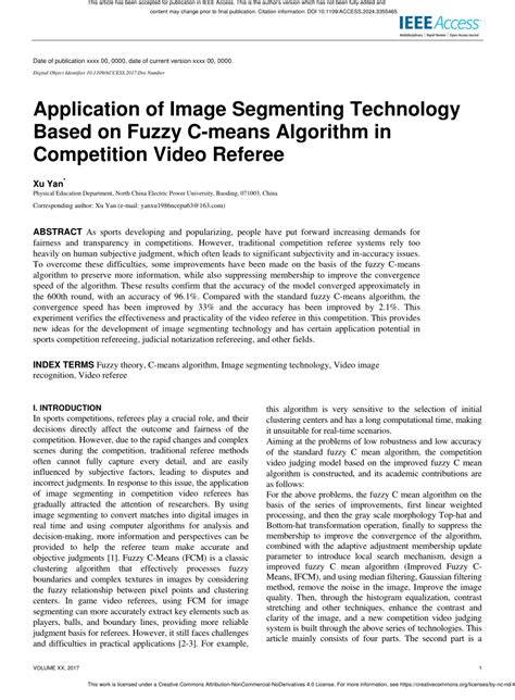 Pdf Application Of Image Segmenting Technology Based On Fuzzy C Means