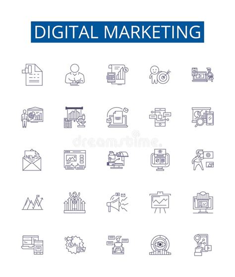 Digital Marketing Line Icons Signs Set Design Collection Of Digital