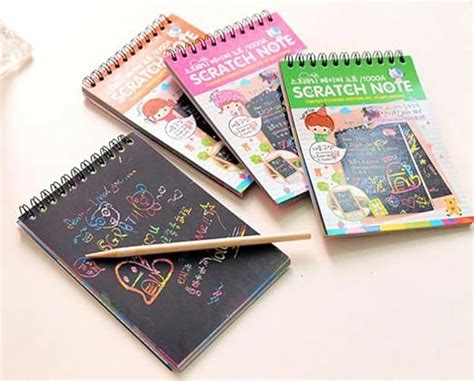 Glun® Scratch Notepad Pack Of 3 With Magical Rainbow Color Notepad