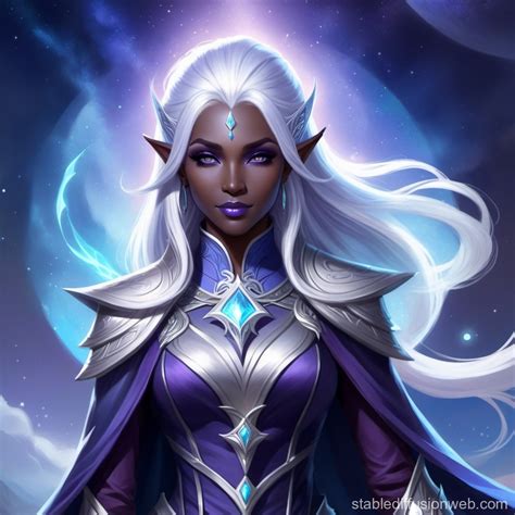 Female Drow Warlock With Silver Hair Stable Diffusion Online