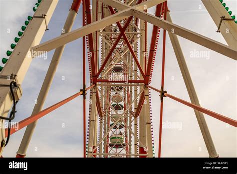 Ferris Wheel Metal Structure From Below Amusement Park Ride Geometric Symmetry Engineering