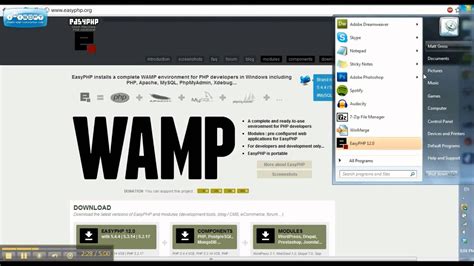 using easy php to set up local mysql youtube