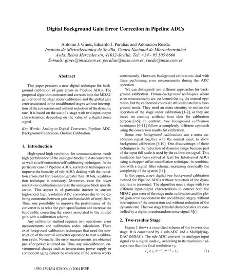 pdf digital background gain error correction in pipeline adcs