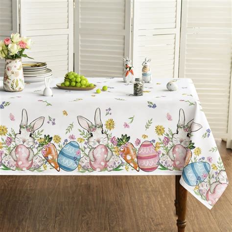 Horaldaily Easter Tablecloth 60 X 84 Inch Rectangular Bunny