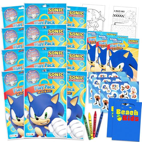 Sonic The Hedgehog Birthday Party Favors And Supplies Bundle 12 Sonic Activity Play Packs For