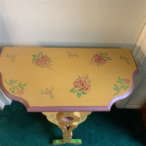 Cute Side Table With Floral Painting