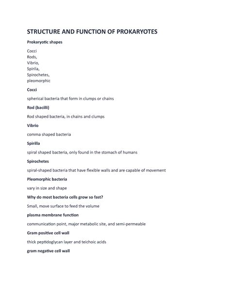 Structure And Function Of Prokaryotes Structure And Function Of Prokaryotes Prokaryotic Shapes