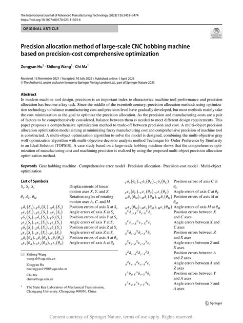 Precision Allocation Method Of Large Scale Cnc Hobbing Machine Based On