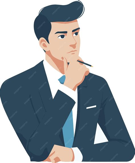 Premium Vector A Business Man Thinking Vector Art Illustration Business Man Thinking Flat Vector
