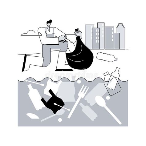 Coastal Pollution Abstract Concept Vector Illustration Stock Vector