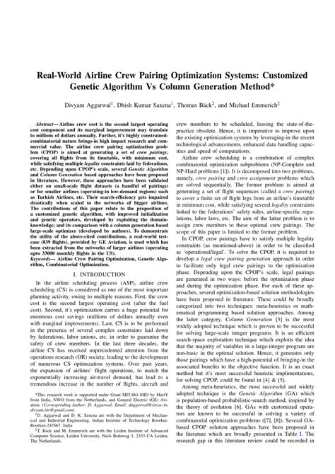 Pdf Real World Airline Crew Pairing Optimization Systems Customized