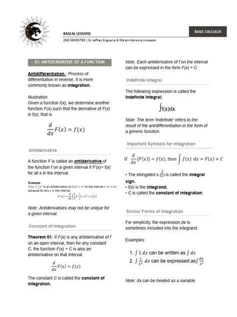 Bascal Reviewer 4th Quarter Pdf Integral Mathematical Relations