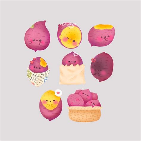 Buy Cute Kawaii Printable Sweet Potatoes Clipart Commercial Use Png
