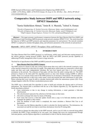 Comparative Study Between OSPF And MPLS Network Using OPNET Simulation PDF