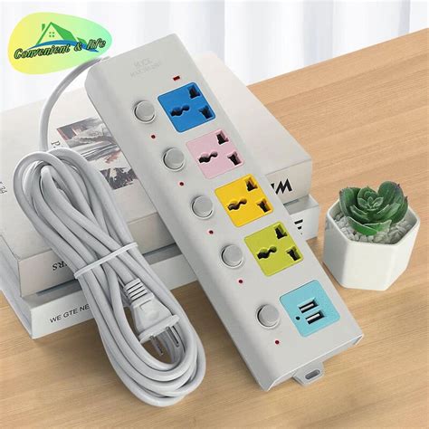 Multi Function Socket Extension Outlet With 4 Power Socket And 2 Usb Ports 2 Meters Usb Hub