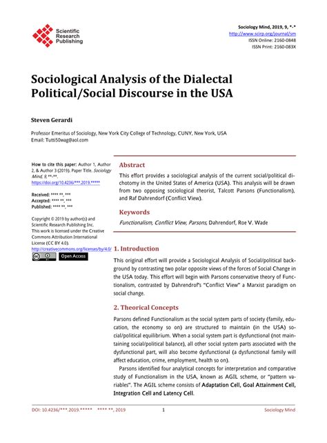 Pdf He Manuscript Entitled Sociological Analysis Of The Dialectal