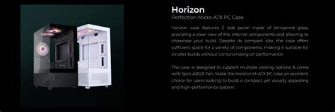 Slevcase Horizon Micro Atx Matx Gaming Pc Casing Black White Included X Argb Mm Fans