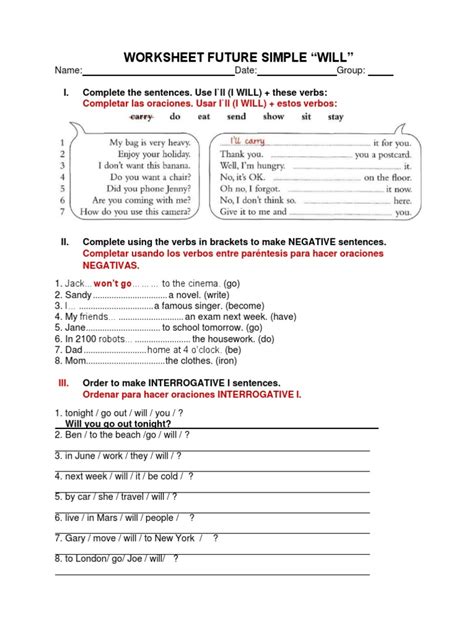 Latihan Future Simple Tense Future Simple Tense Worksheet Worksheets Library