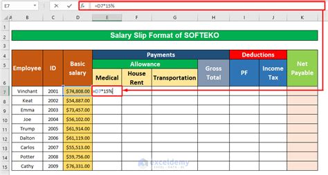 How To Create Salary Slip Format With Formula In Excel Sheet