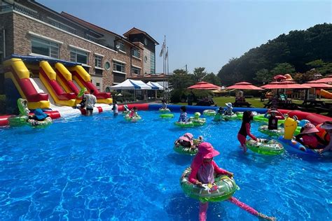 리셀 김지혜 어제 파랑새유치원 여름캠프💙 유치원 잔디밭에 대형풀장 설치해서 하루종일 말그대로