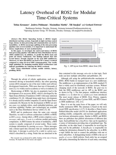 Latency Overhead Of Ros2 For Modular Time Critical Pdf Computing Computer Architecture