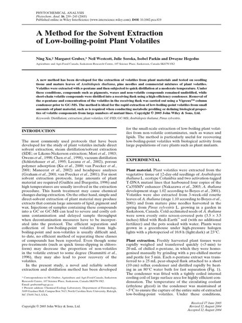 A Method For The Solvent Extraction Pdf Distillation Volatile Organic Compound