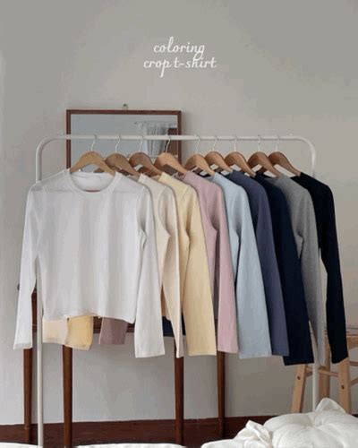 🌸세미크롭정핏ver11할인변형없는고급20수🌸 비침없는 파스텔 컬러링 워싱가공 라운드 면 스판 티셔츠 데일리 긴팔 티셔츠 빅사이즈 사계절용 9color 봄옷 에이블리