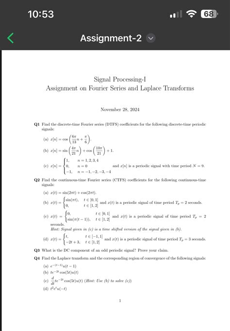 Q1 Find The Discrete Time Fourier Series Dtfs Coefficients For The Following Discrete Time