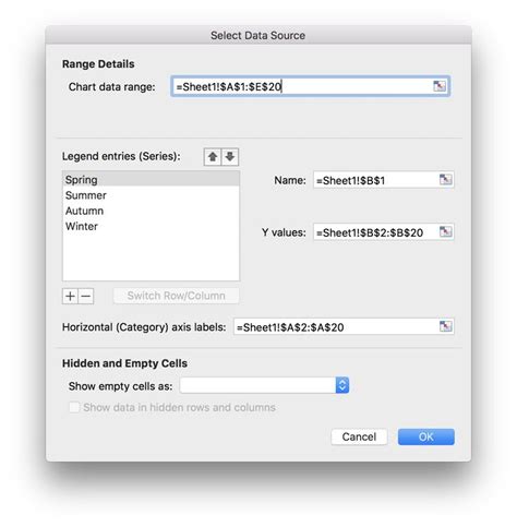 Excel 2016 On Apple Mac Select Data Source Dialog Box