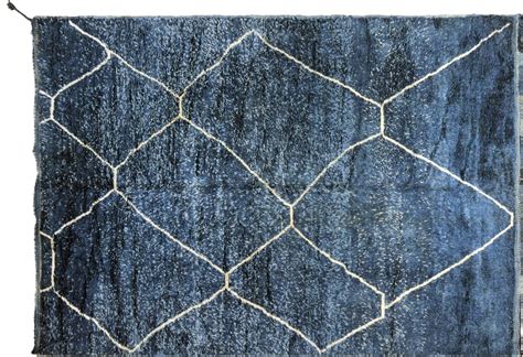 Aga John Oriental Rugs One Of A Kind Moroccan Hand Knotted Denim Blue 8