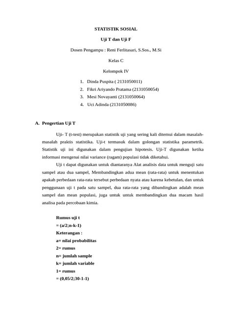 Statistik Sosial Kelompok Iv Fiks Pdf