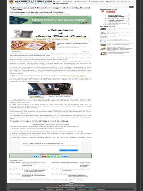 Advantages And Disadvantages Of Activity Based Costing Pdf Cost Audit