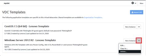 Delete A Template ThinkAgile CP Lenovo Docs