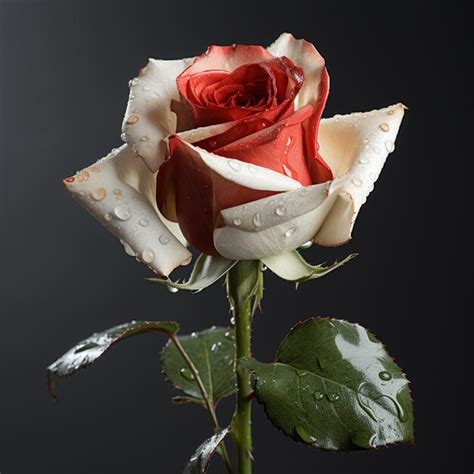 Premium Photo A Red And White Rose With The Word I Written On It