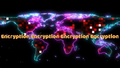 Digital World Map With Bright Colors And Encryption Theme Design Stock
